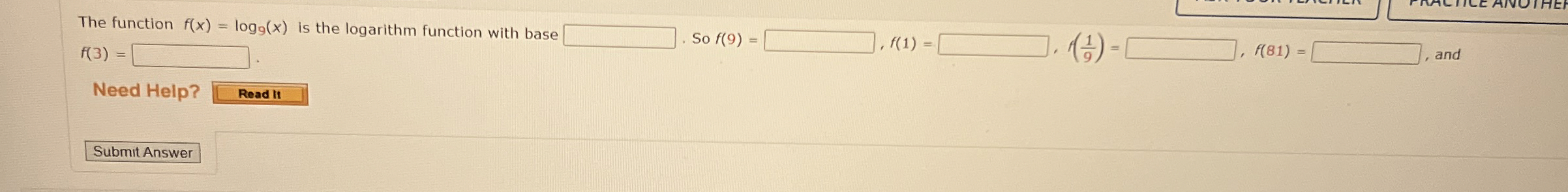 Solved The function f(x)=log9(x) ﻿is the logarithm function | Chegg.com