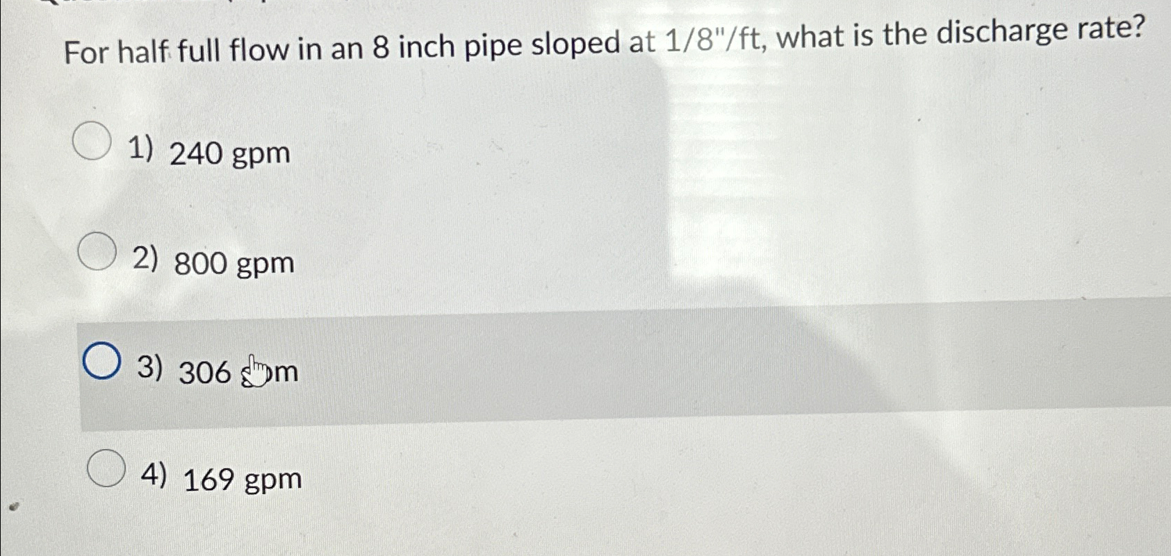 Solved For half full flow in an 8 ﻿inch pipe sloped at | Chegg.com