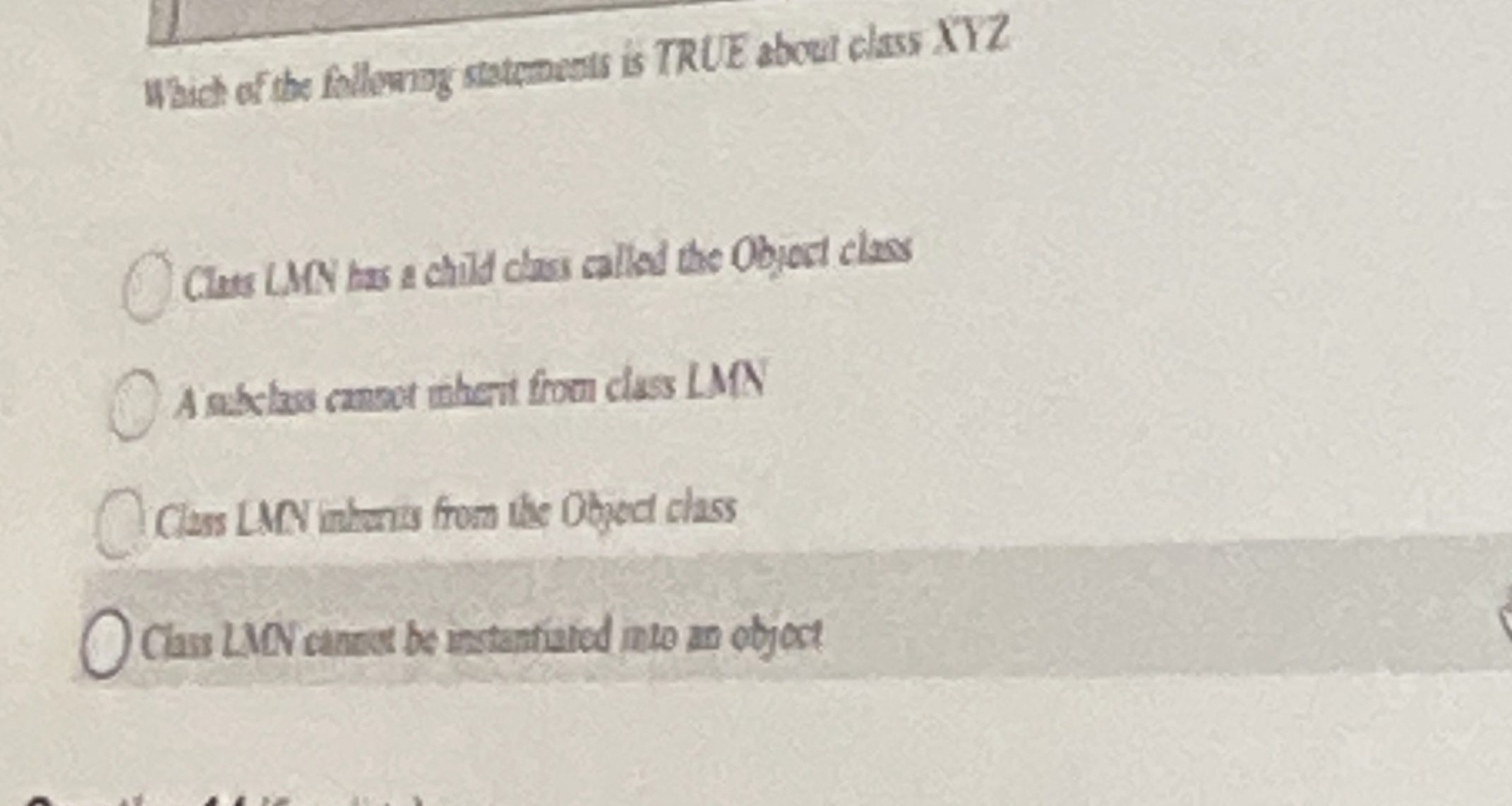 Solved Which of the follongy scatemests is TRUE about class | Chegg.com
