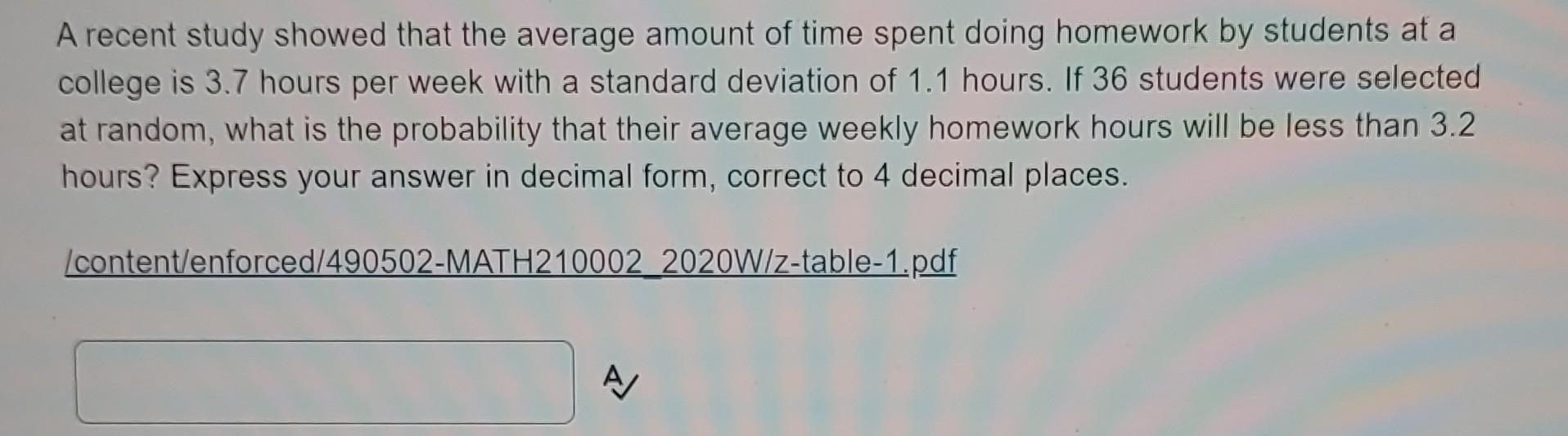 Solved A recent study showed that the average amount of time | Chegg.com