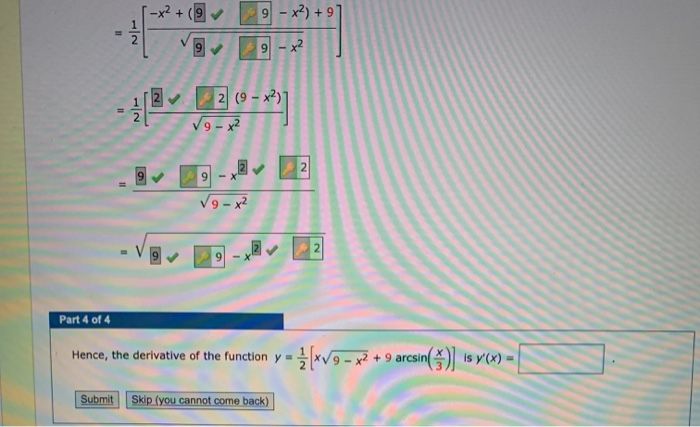 Solved -² + 9 - x2) +91 2 9 9 - x2 N 2 (9 - x2)] ->>] Il In | Chegg.com