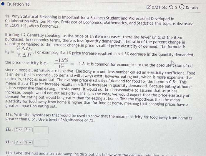 Solved 11. Why Statistical Reasoning Is Important for a | Chegg.com