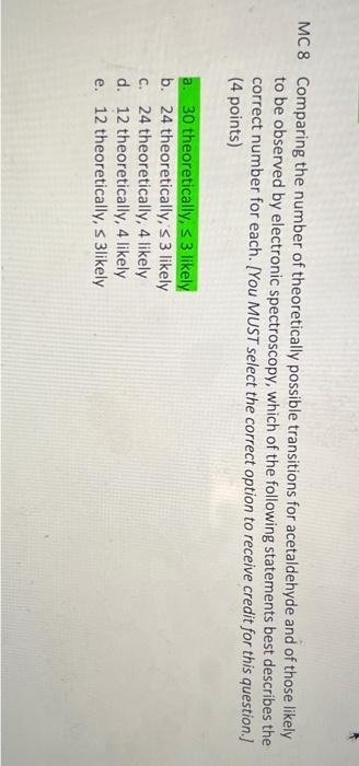 Solved MC 8 Comparing the number of theoretically possible | Chegg.com