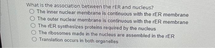 Solved What is the association between the rER and nucleus? | Chegg.com