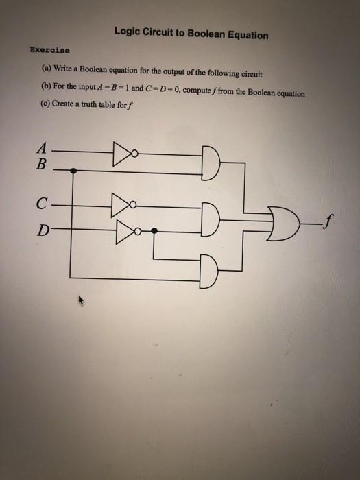 Solved Logic Circuit To Boolean Equation Exercise A Write 7648