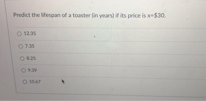 Solved Predict the lifespan of a toaster (in years) if its | Chegg.com