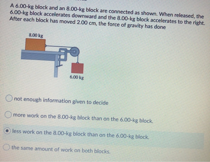 Solved A 6.00-kg block and an 8.00-kg block are connected as | Chegg.com