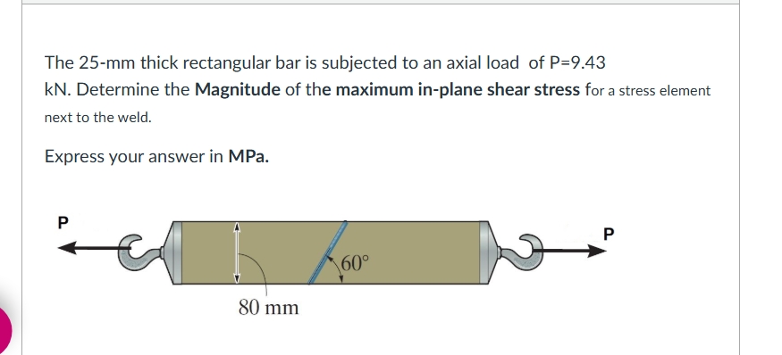Solved The 25-mm ﻿thick rectangular bar is ﻿subjected to an | Chegg.com