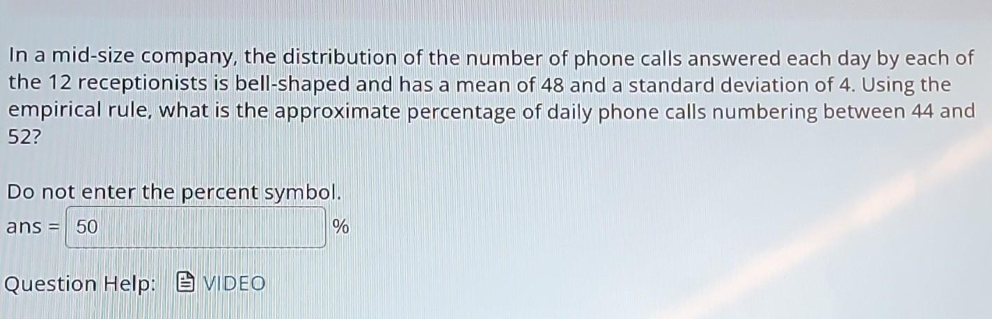 Solved In a mid-size company, the distribution of the number | Chegg.com