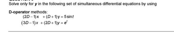 Solved Solve only for \\( y \\) in the following set of | Chegg.com