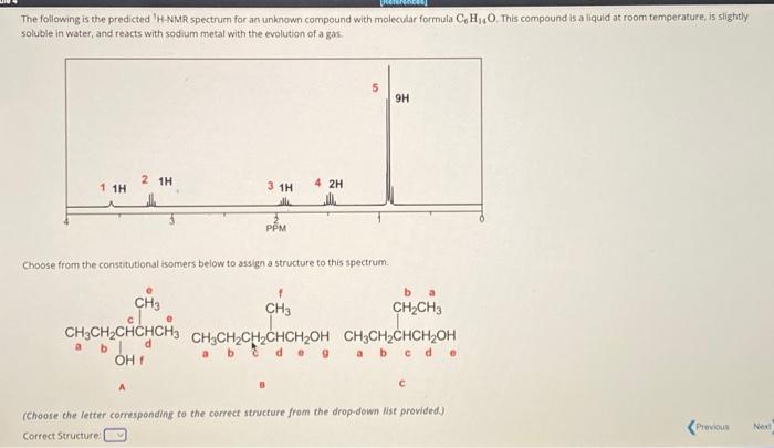 Solved The following is the predicted ' H−NMR spectrum for | Chegg.com