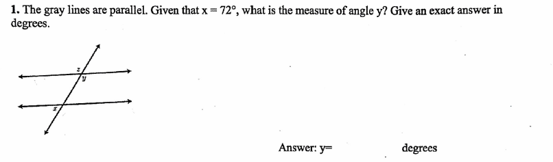 Solved The gray lines are parallel. Given that x=72°, ﻿what | Chegg.com