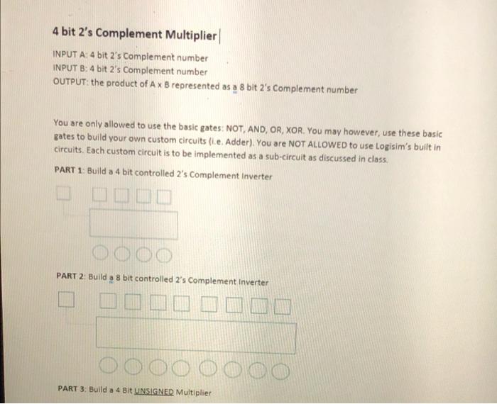 Solved 4 bit 2's Complement Multiplier INPUT A 4 bit 2's | Chegg.com