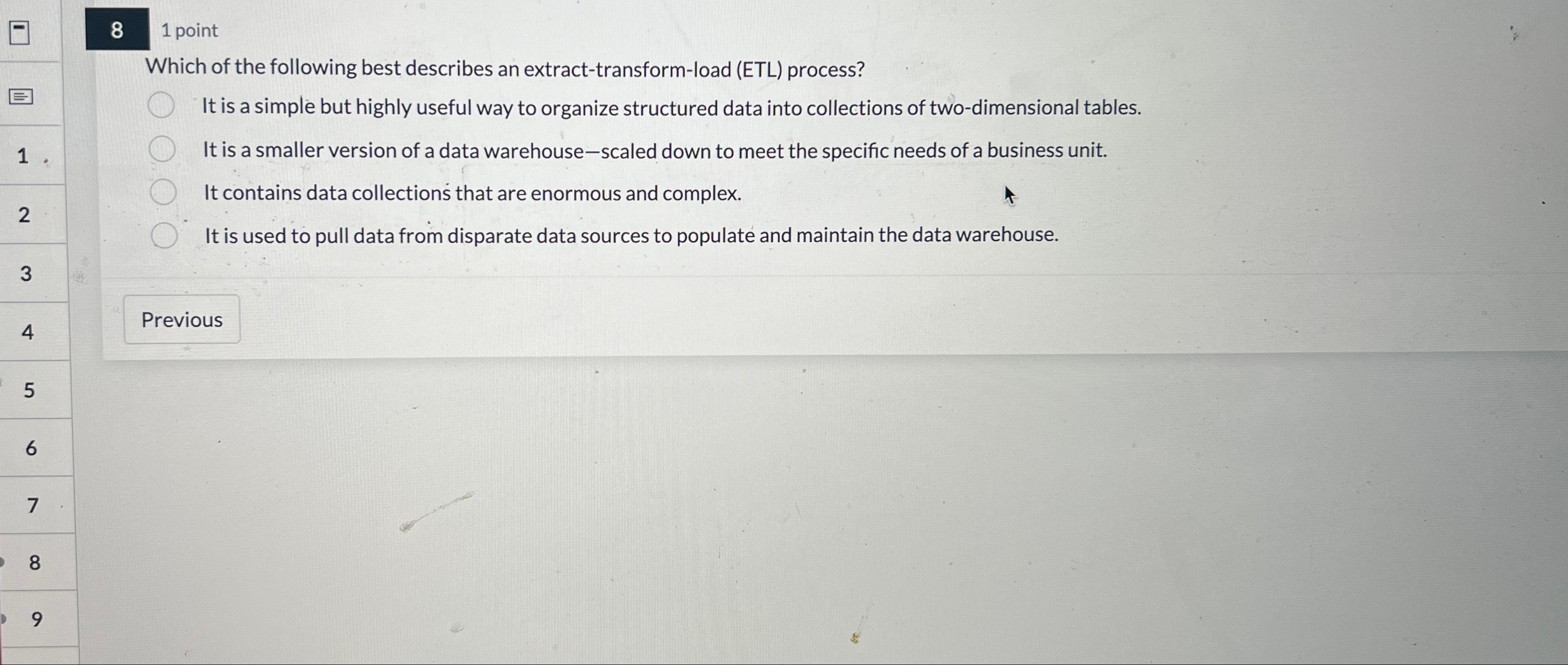 Solved 81 ﻿pointWhich of the following best describes an | Chegg.com