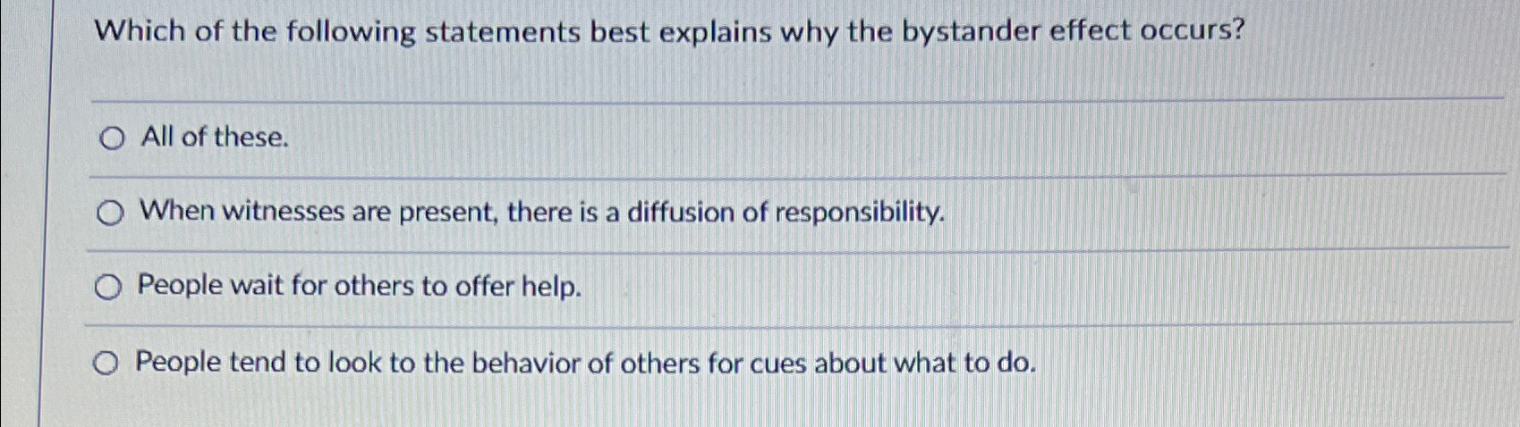 Solved Which of the following statements best explains why | Chegg.com