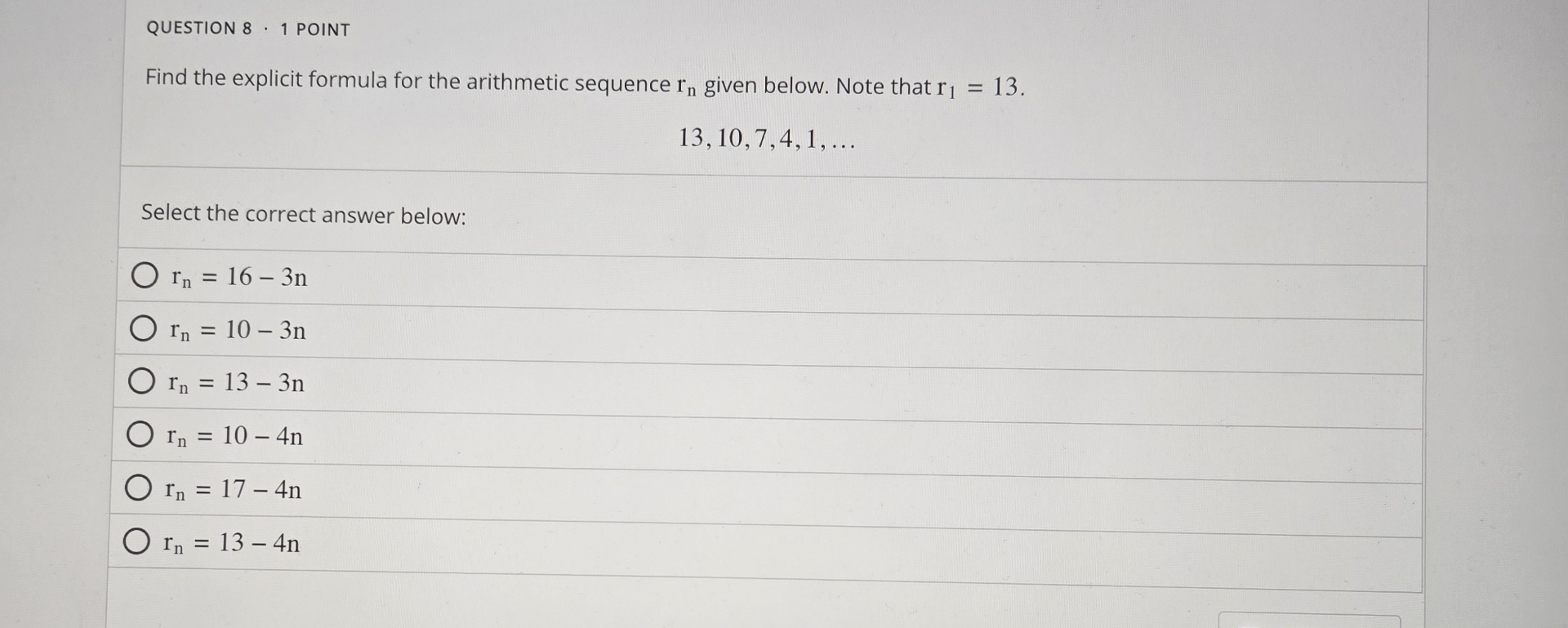 Solved QUESTION 8 - 1 ﻿POINTFind the explicit formula for | Chegg.com