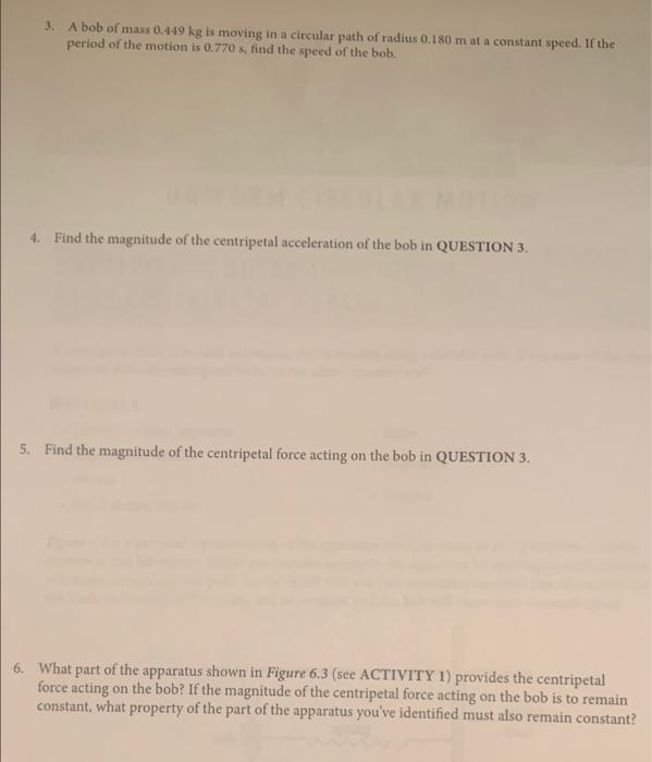 Solved PRE-LAB UNIFORM CIRCULAR MOTION 1. Verify the | Chegg.com