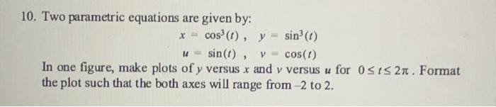 Solved 10. Two parametric equations are given by: | Chegg.com