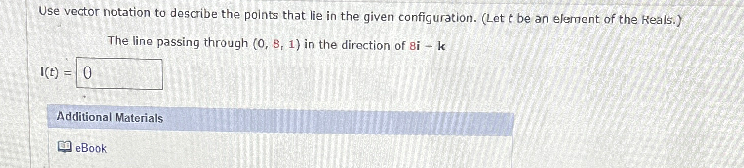 Solved Use vector notation to describe the points that lie | Chegg.com