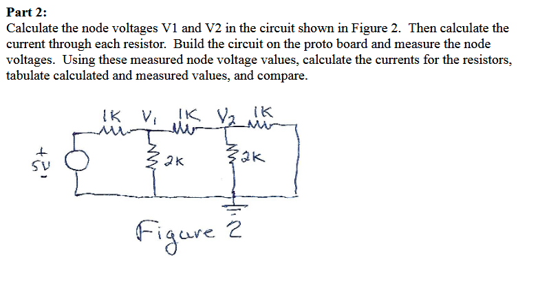 Part 2:Calculate the node voltages V1 ﻿and V2 ﻿in the | Chegg.com