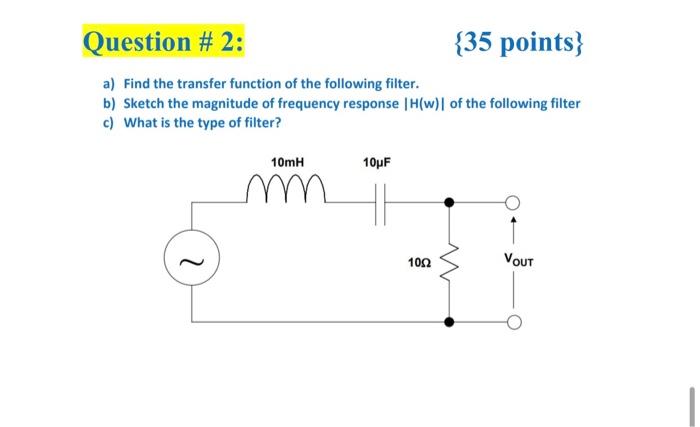 Solved a) Find the transfer function of the following | Chegg.com