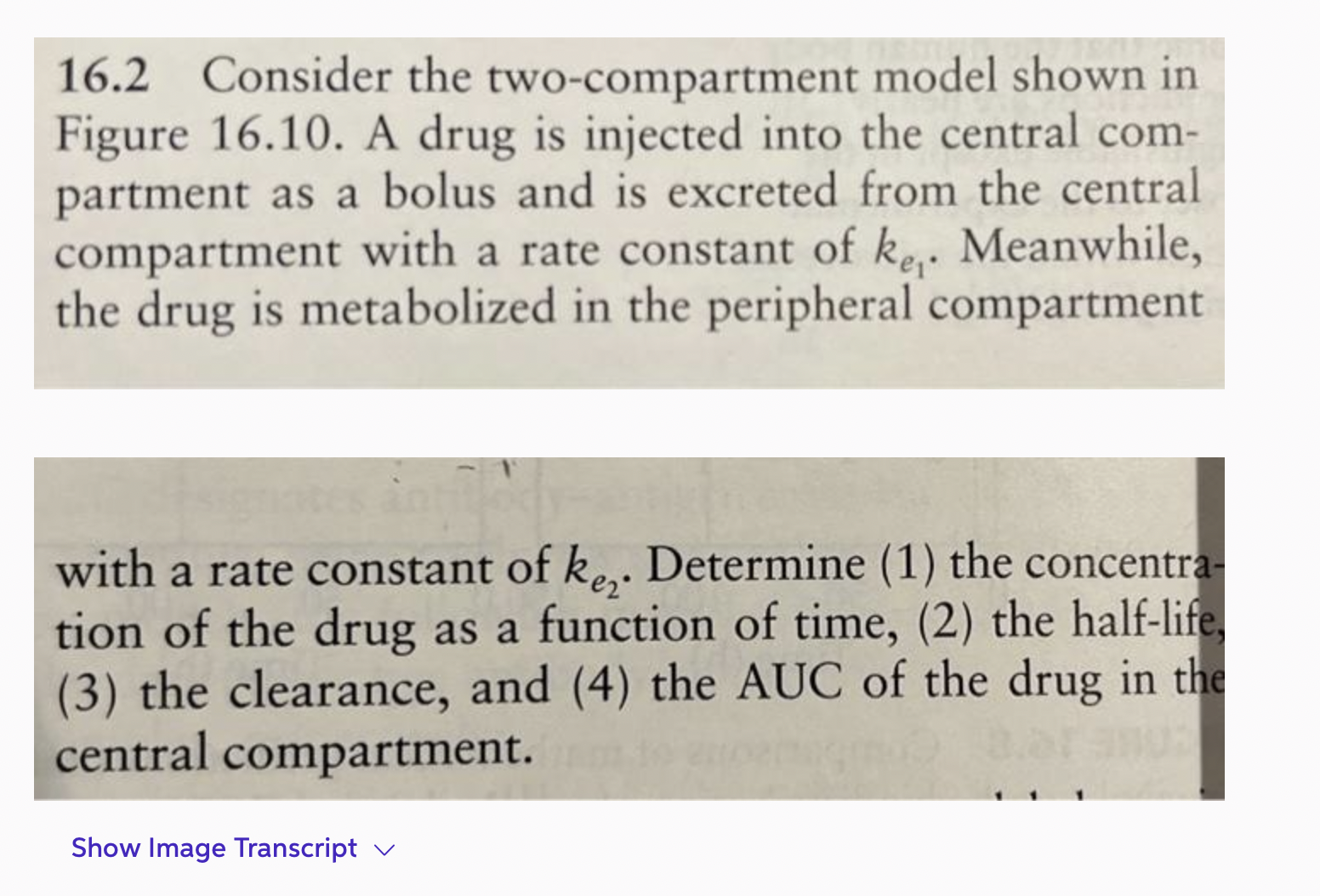 Solved 16.2 ﻿Consider the two-compartment model shown in | Chegg.com