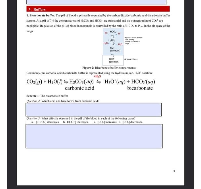 Solved 1. Bicarbonate buffer: The pH of blood is primarily | Chegg.com