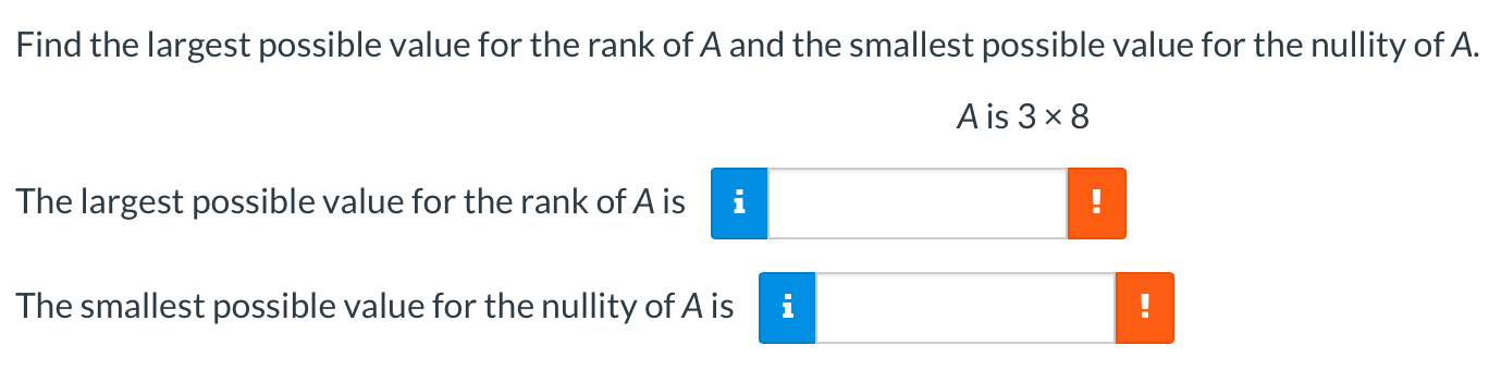 Solved Find the largest possible value for the rank of A and | Chegg.com