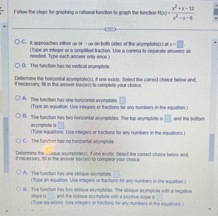 Solved Follow the steps for graphing a rational function to | Chegg.com