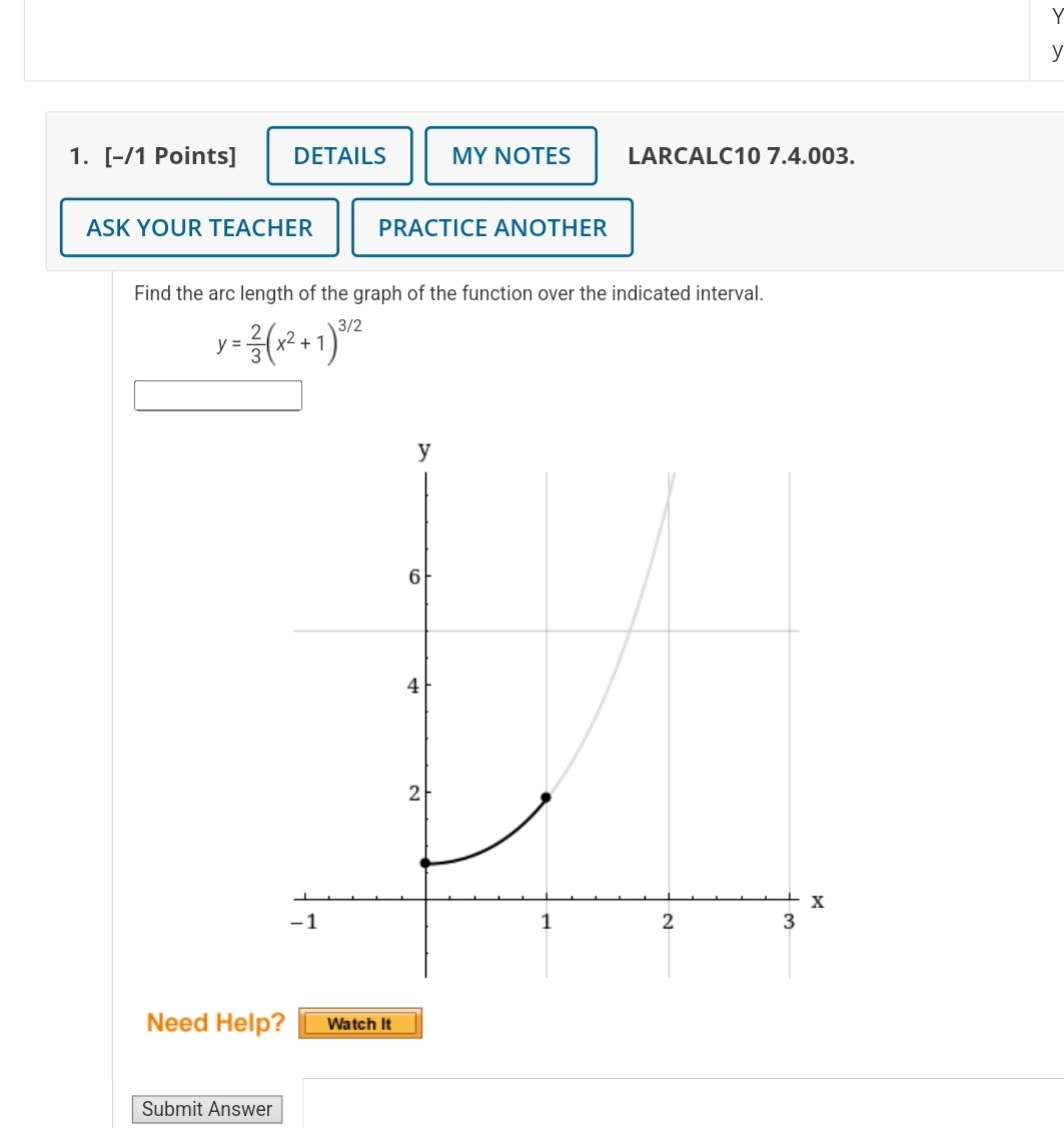 Solved [-/1 ﻿Points]LARCALC10 7.4.003. Find the arc length | Chegg.com