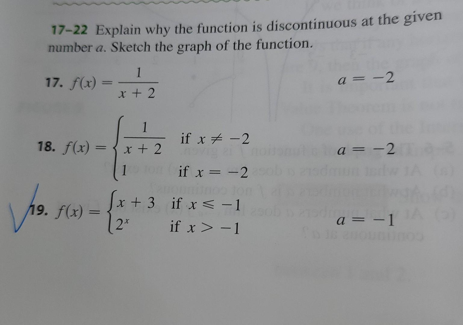 Solved 17-22 Explain why the function is discontinuous at | Chegg.com