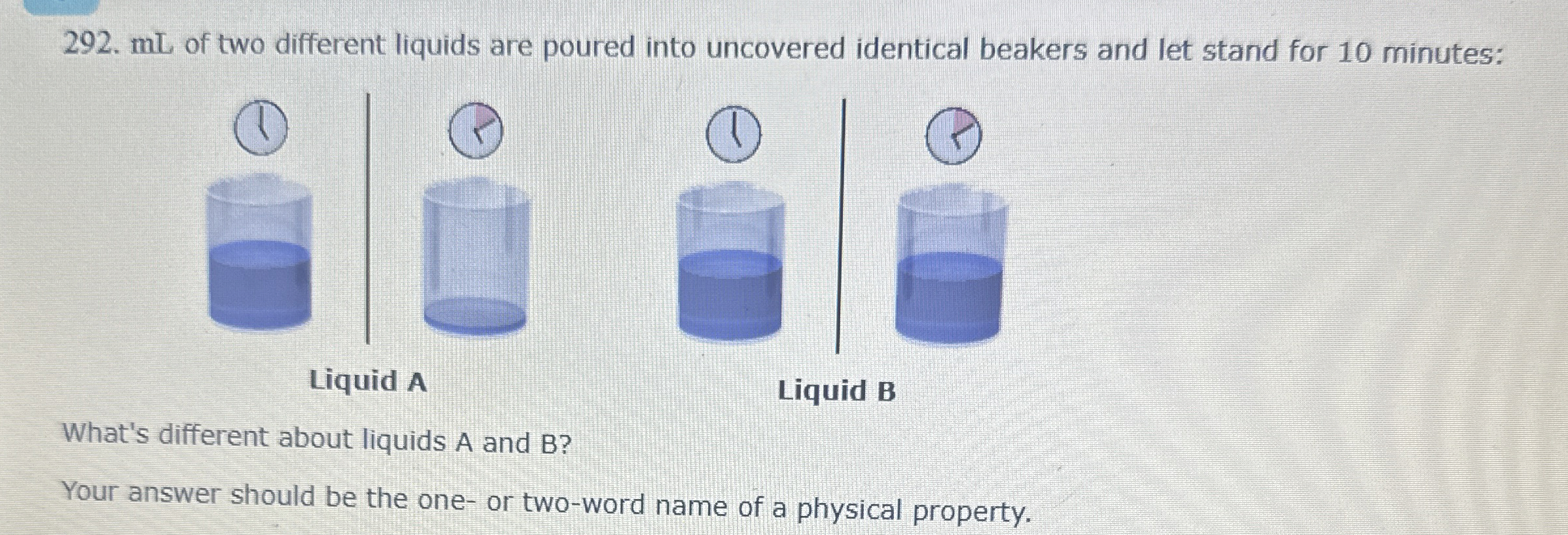 Solved 292. mL ﻿of two different liquids are poured into | Chegg.com