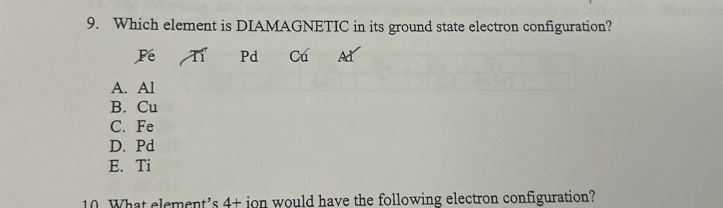Solved Which element is DIAMAGNETIC in its ground state | Chegg.com