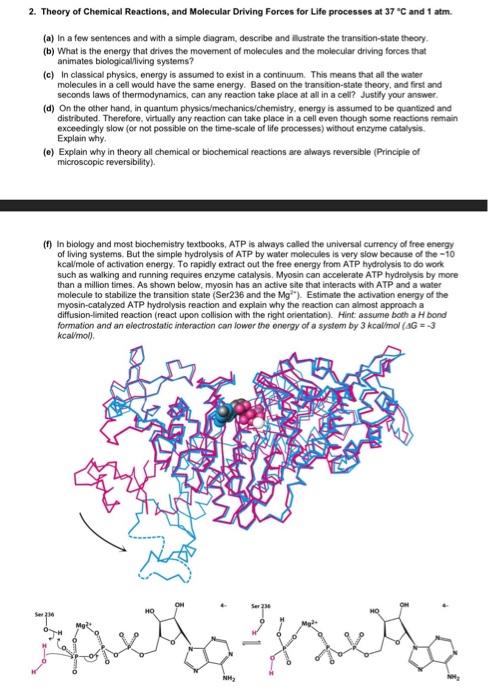 Solved 2. Theory of Chemical Reactions, and Molecular | Chegg.com