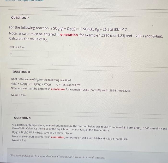 Solved For the following reaction, 2SO2( g)+O2( g)⇌2SO3( | Chegg.com