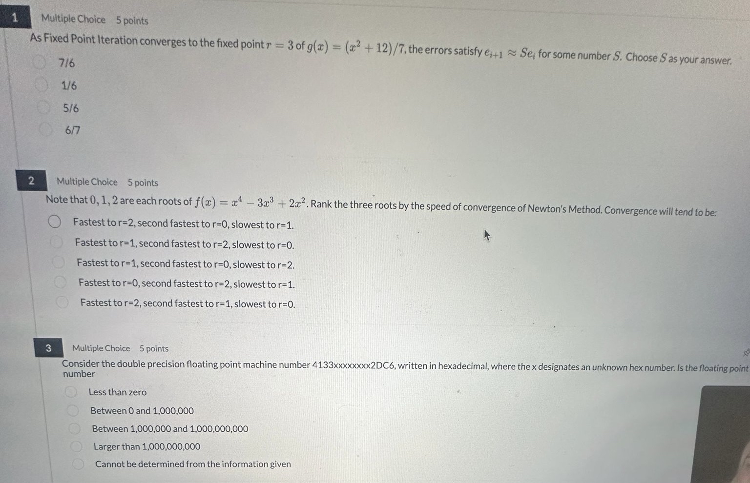 Solved 1Multiple Choice 5 ﻿pointsAs Fixed Point Iteration | Chegg.com