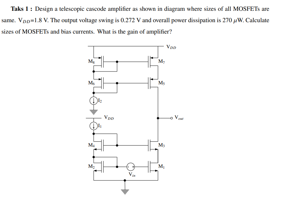 Solved Taks 1 Design A Telescopic Cascode Amplifier As