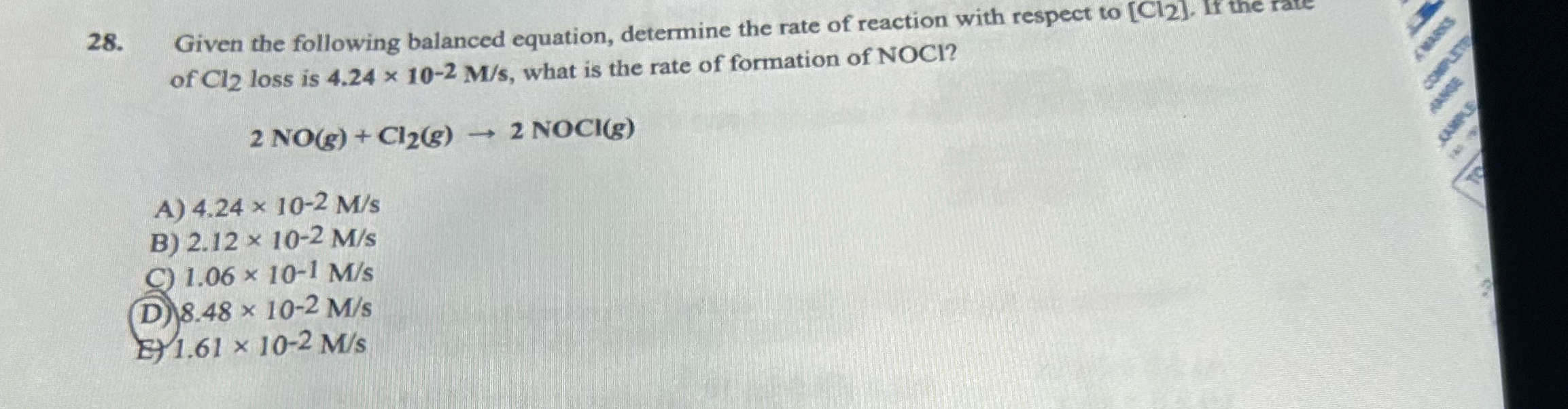 Solved Given the following balanced equation, determine the | Chegg.com