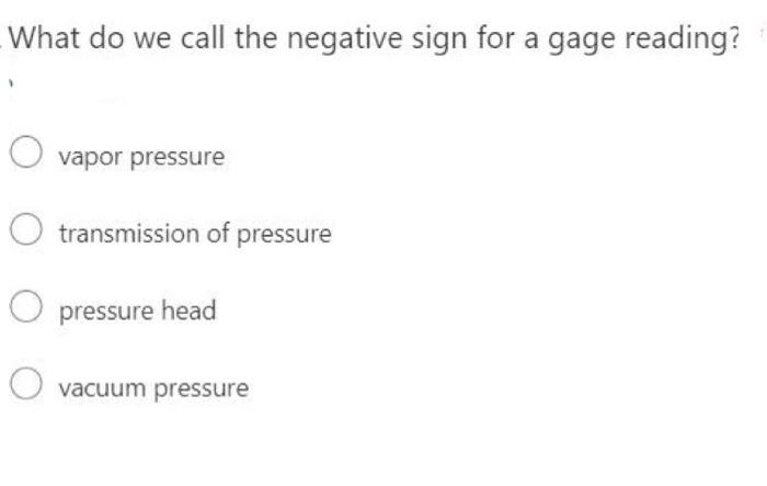 Solved What do we call the negative sign for a gage reading? | Chegg.com