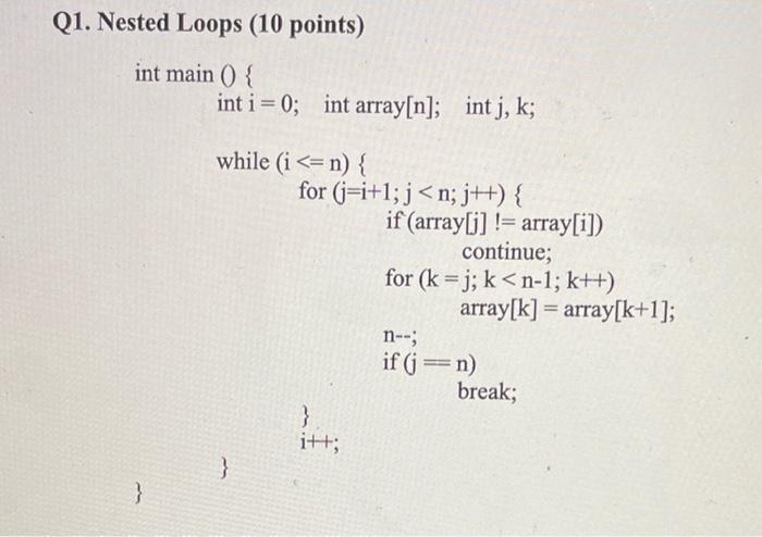 Q1 Nested Loops 10 Points