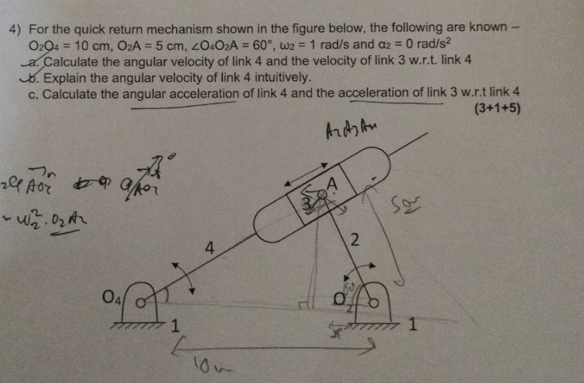Solved For the quick return mechanism shown in the figure | Chegg.com