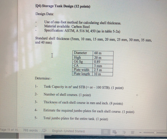 Use Of One foot Method For Calculating Shell Chegg