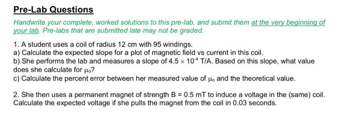 Solved Pre-Lab Questions Handwrite your complete, worked | Chegg.com