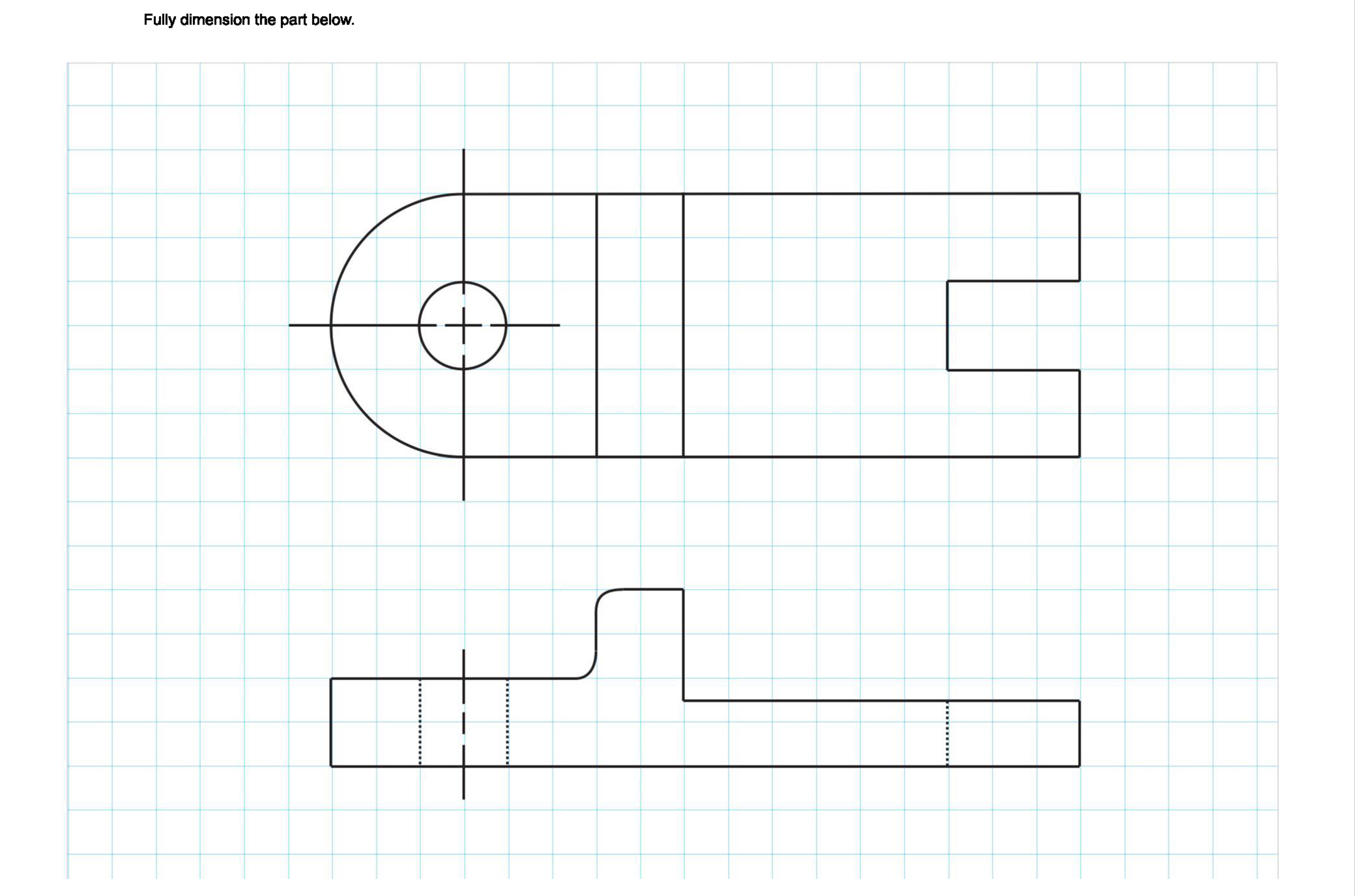 Solved Fully dimension the part below. Count the squares as | Chegg.com