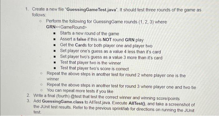 3. Create a new file called Guessing Game.java for | Chegg.com