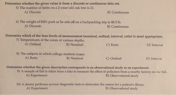 Solved Determine whether the given value is from a discrete | Chegg.com