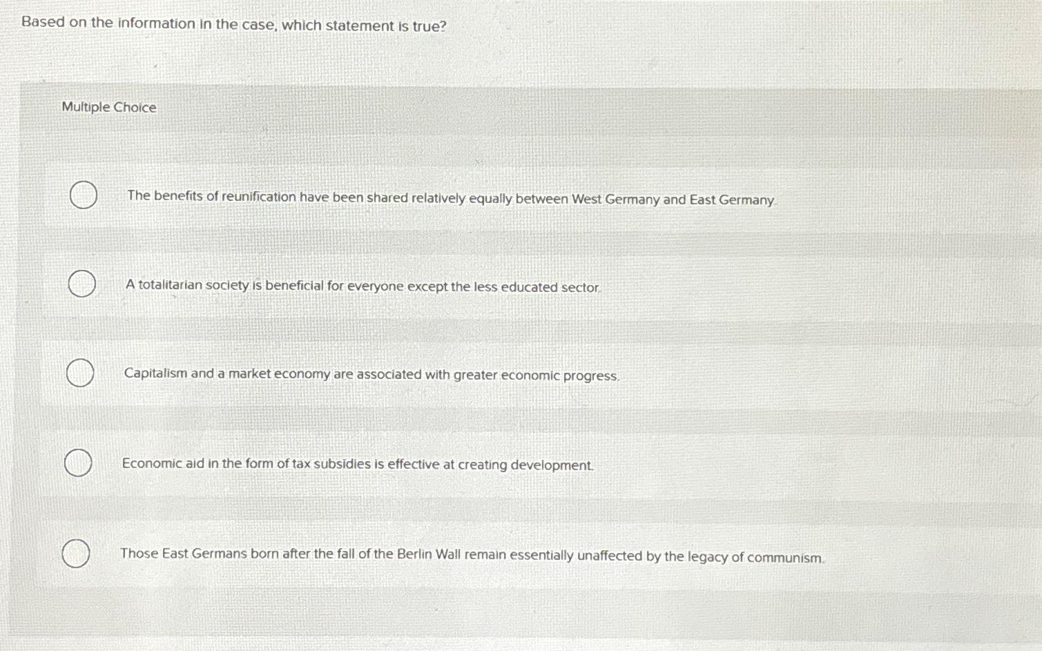 Solved Based on the information in the case, which statement | Chegg.com