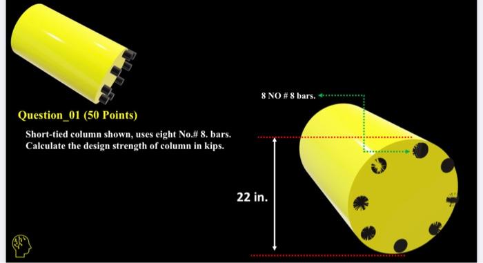 Solved Question_01 (50 Points) Short-tied column shown, uses | Chegg.com