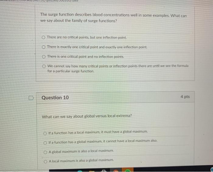 Solved The surge function describes blood concentrations | Chegg.com