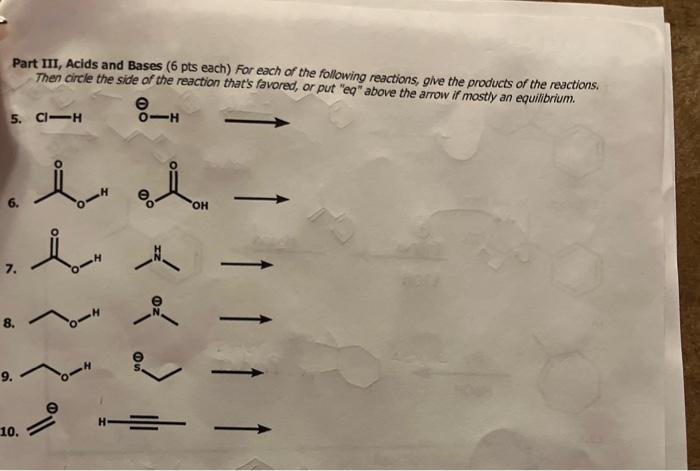 Solved 7. 3 3. 2. ∑2θ+= Part III, Acids and Bases | Chegg.com